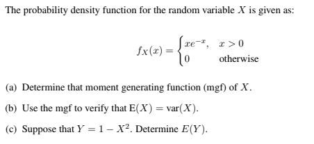 Solved The probability density function for the random | Chegg.com
