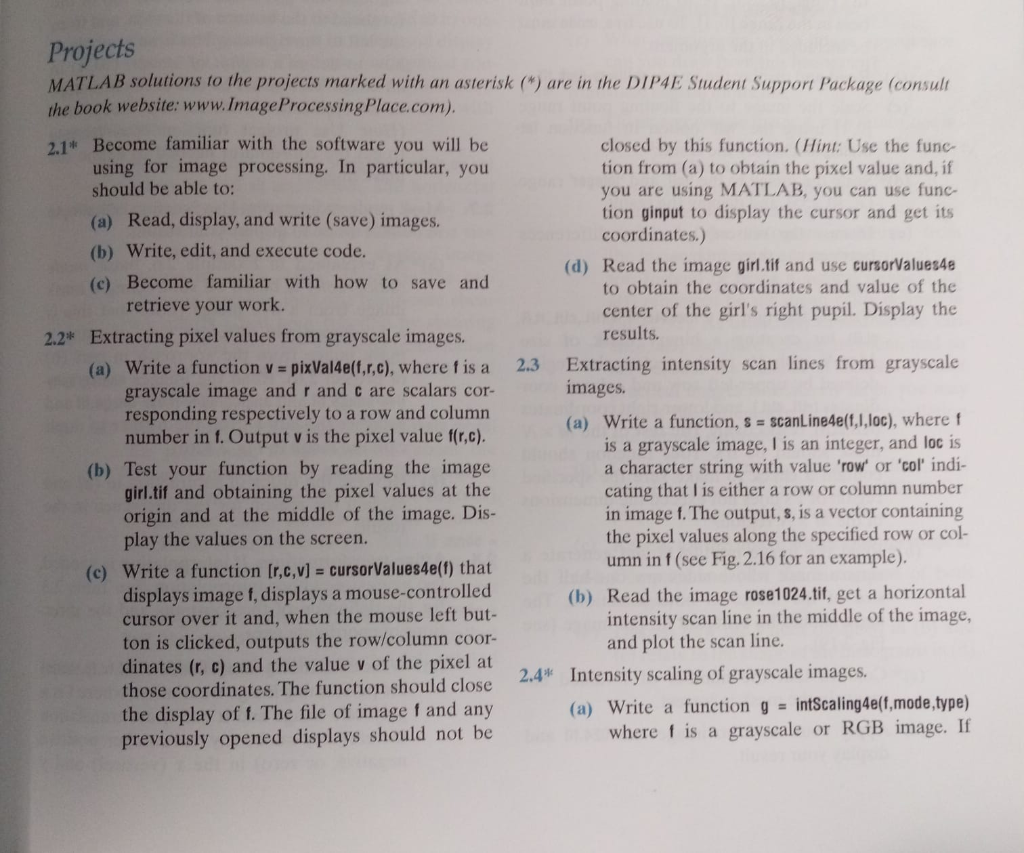 Solved Projects MATLAB solutions to the projects marked with | Chegg.com
