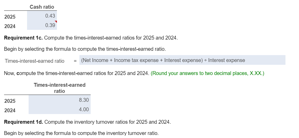 Solved Requirements 1. Compute the following ratios for 2025 | Chegg.com