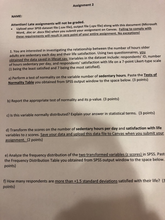 Solved Assignment2 Name Attention Late Assignments Will 