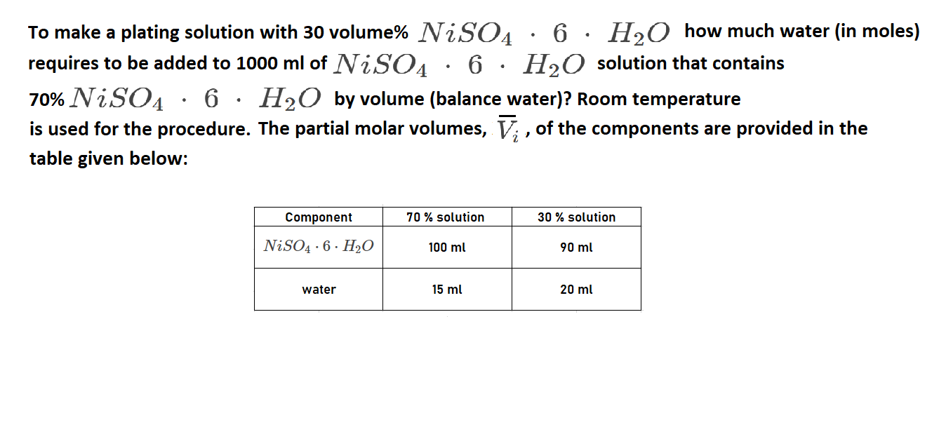 To make a plating solution with 30 | Chegg.com
