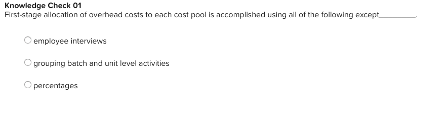 Solved Knowledge Check 01 Activity Cost Pool Machine setups | Chegg.com