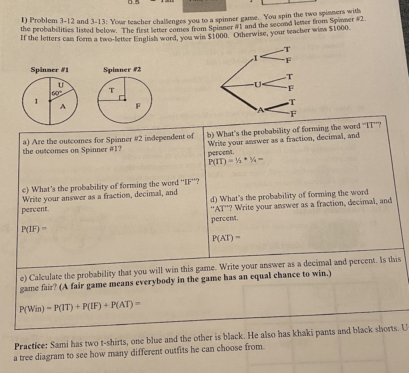 1) Problem 3-12 and 3-13: Your teacher challenges you | Chegg.com