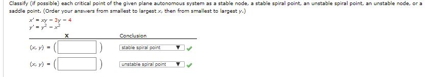 Solved Classify (if possible) each critical point of the | Chegg.com