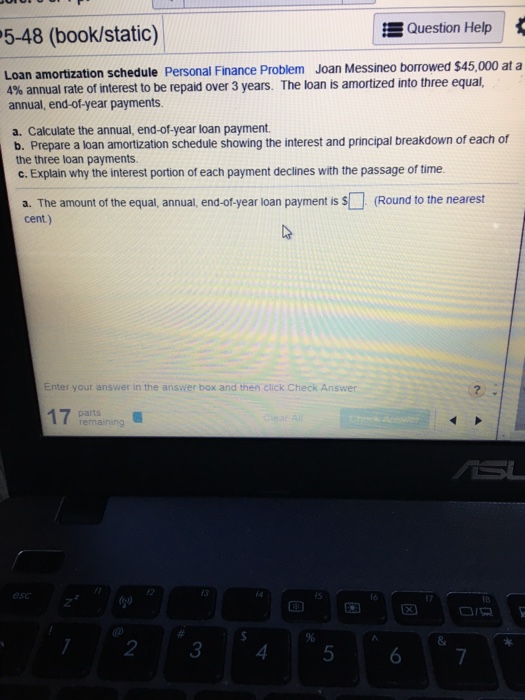 Solved 5-48 (book/static) E Question Help Loan amortization | Chegg.com