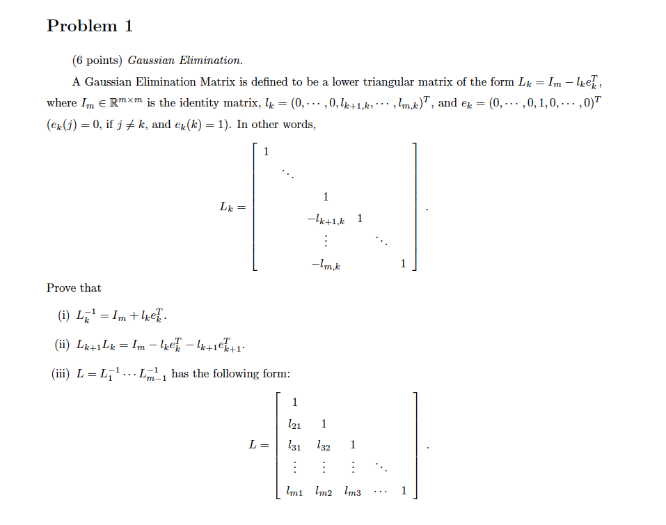 Solved Problem 1 (6 points) Gaussian Elimination. A Gaussian | Chegg.com