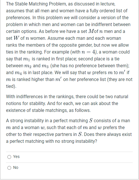Solved The Stable Matching Problem, as discussed in lecture, | Chegg.com