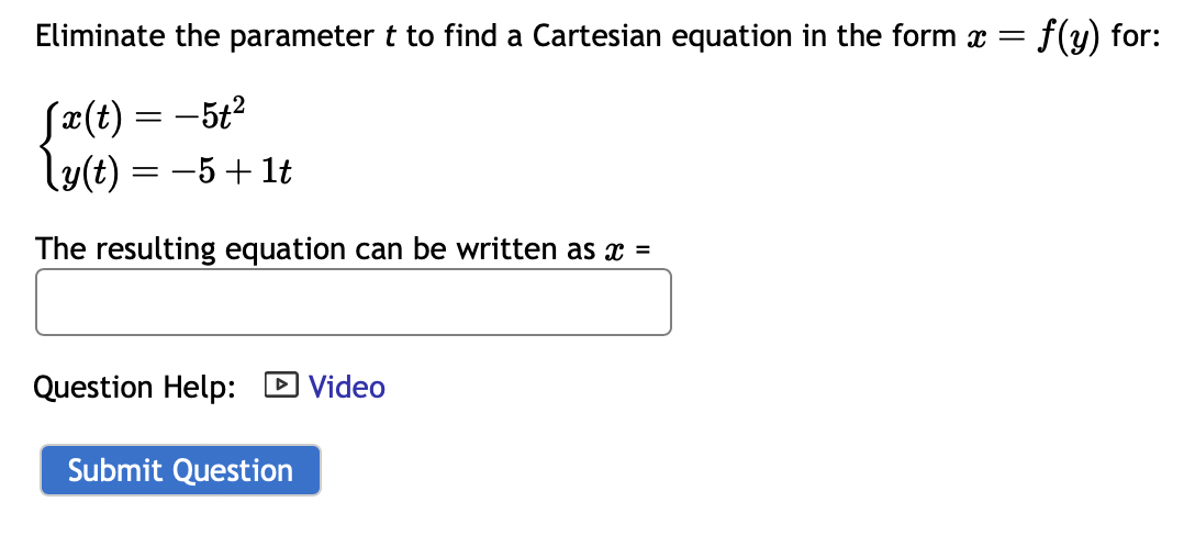 Solved Eliminate the parameter t ﻿to find a Cartesian | Chegg.com