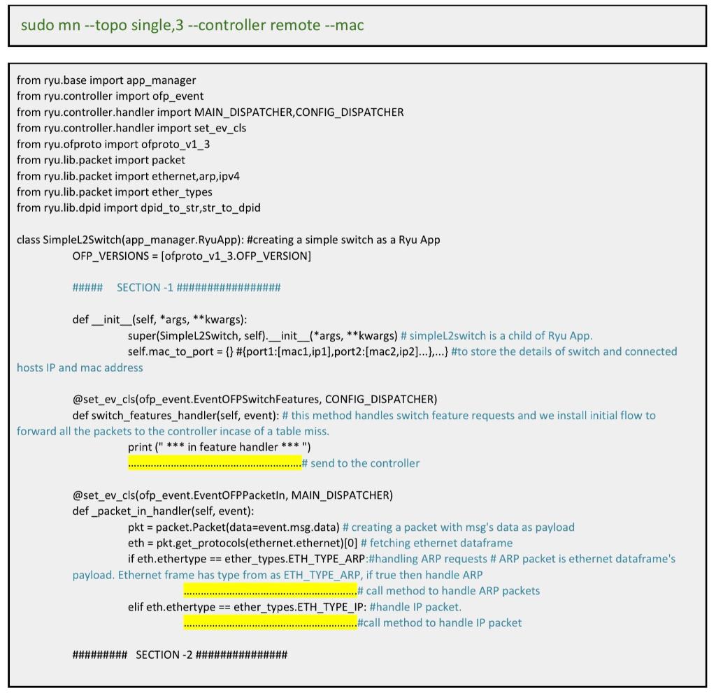 Solved sudo mn --topo single,3 --controller remote --mac | Chegg.com