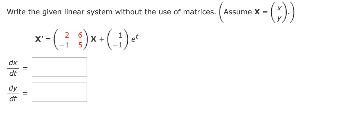 Solved Write The Given Linear System Without The Use Of 