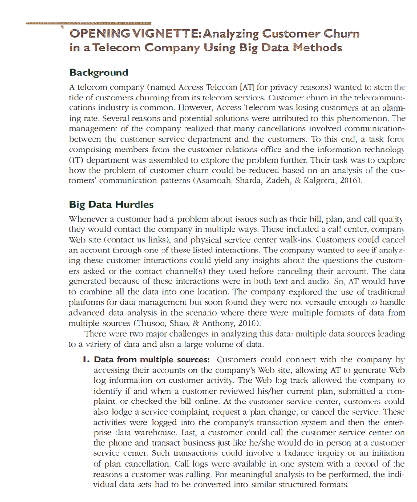 Solved Background A telecom company (named Access Telecom | Chegg.com