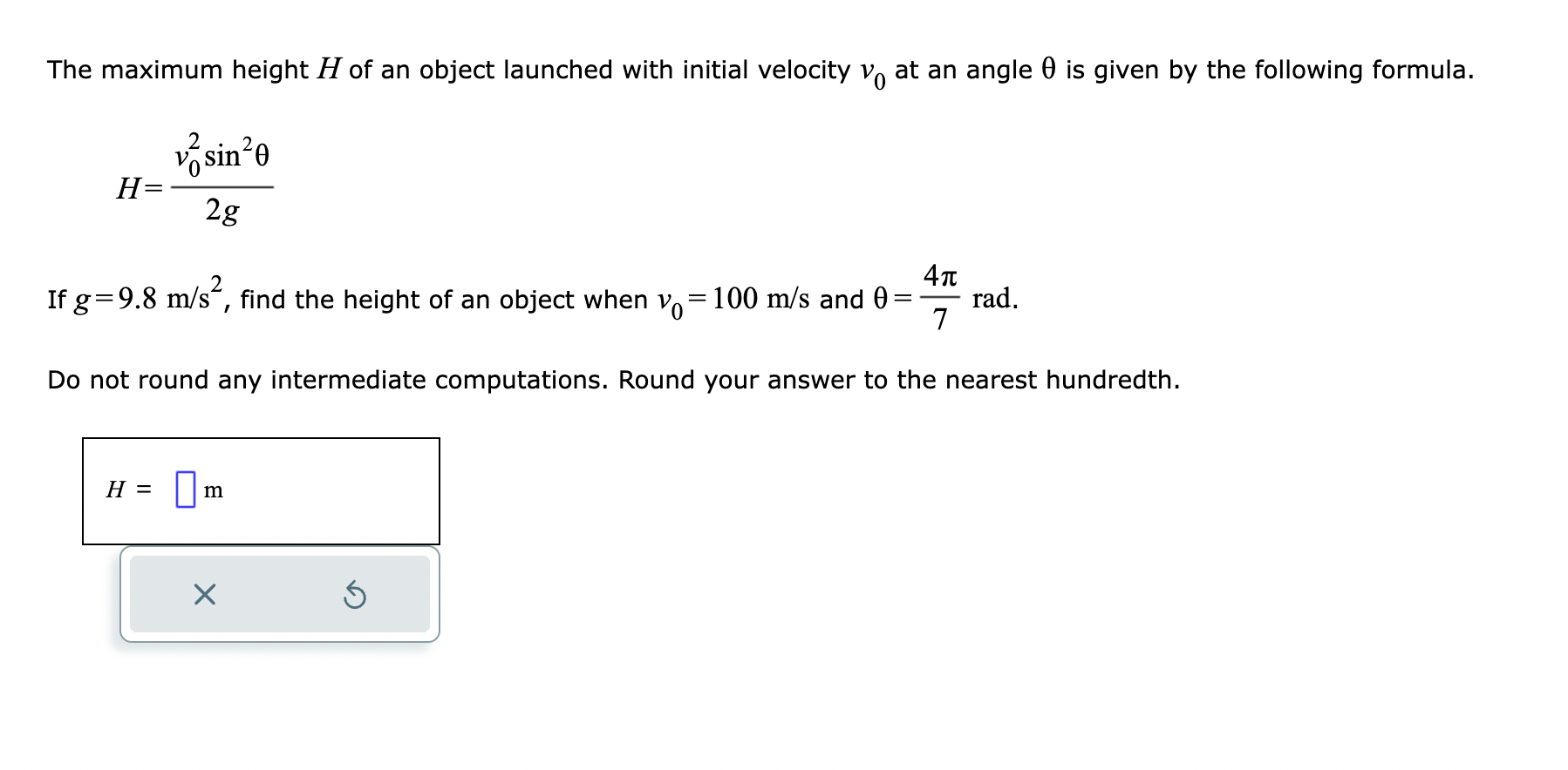 Solved The maximum height H of an object launched with | Chegg.com