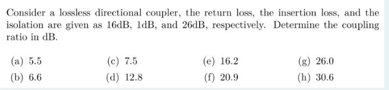 Consider A Lossless Directional Coupler The Return