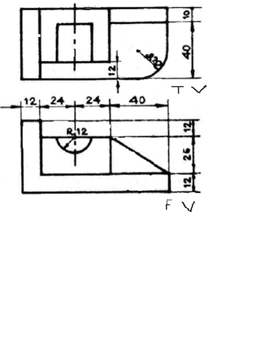 Solved Draw Isometric View of the given Front View and Top | Chegg.com