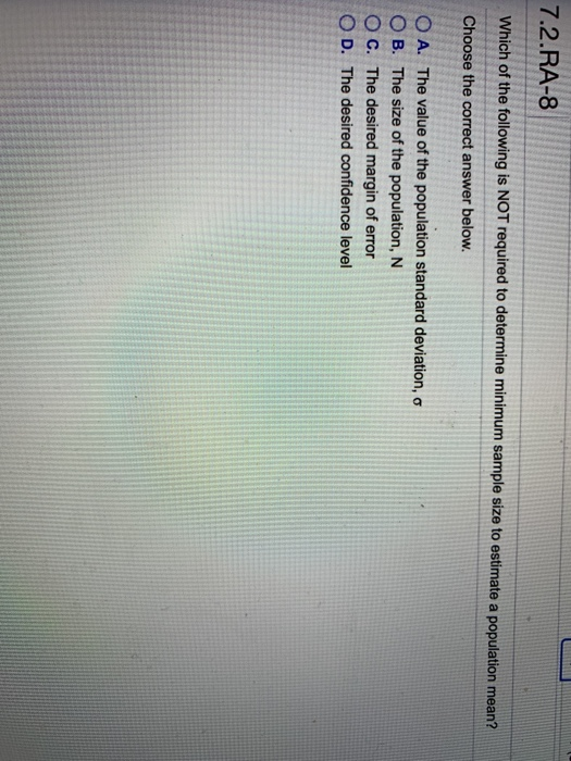 Solved 7.2.RA-8 Which of the following is NOT required to | Chegg.com