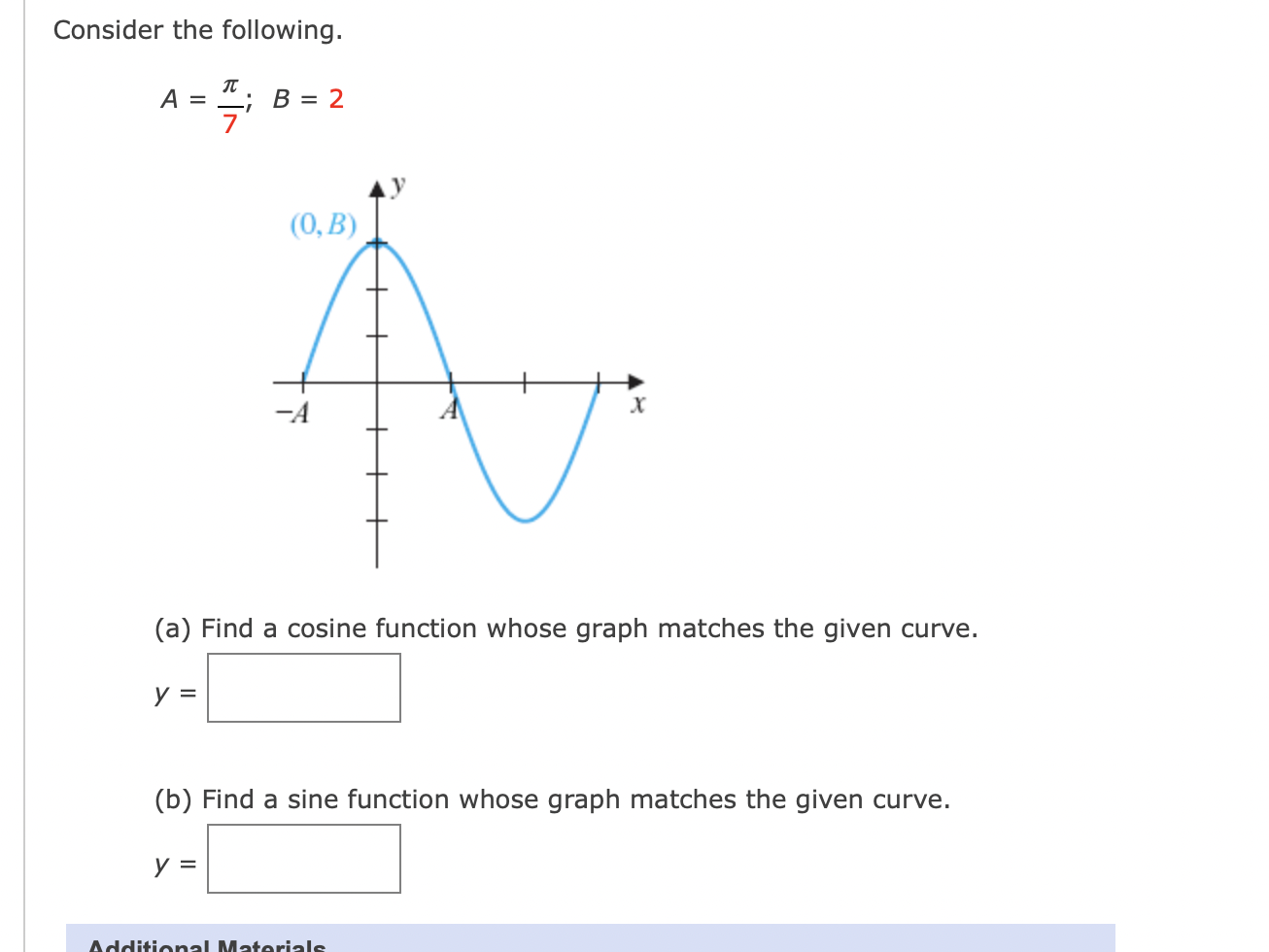 Solved Consider the following.A=π7;B=2(a) ﻿Find a cosine | Chegg.com