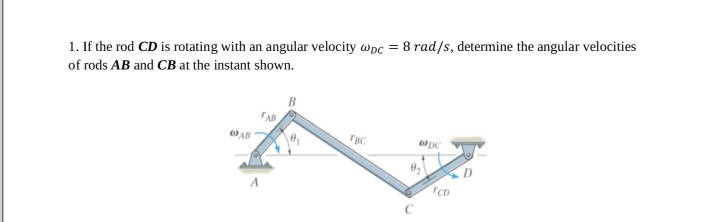 1. If the rod CD is rotating with an angular velocity | Chegg.com