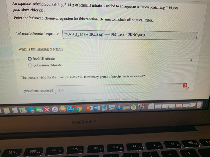 Solved An aqueous solution containing 5.14 g of lead(II) | Chegg.com