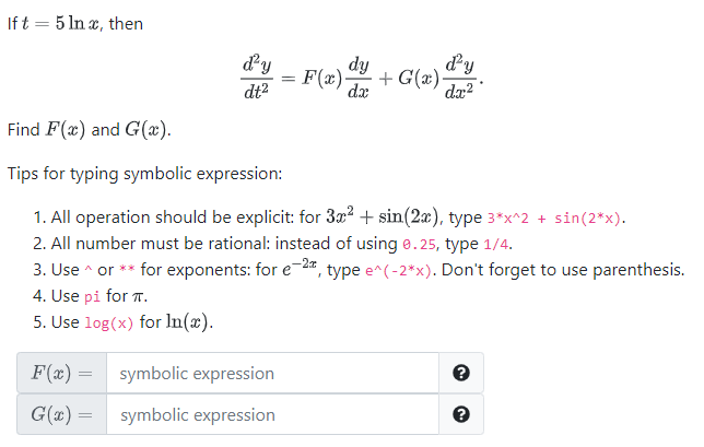 Solved Ift = 5 Inx, then dy dy dy + G(a) dz dt2 dx2 Find | Chegg.com
