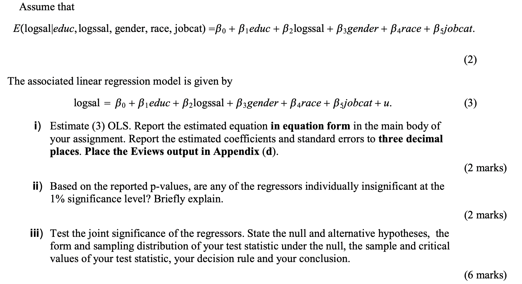 Solved Dependent Variable: LOGSAL Method: Least Squares | Chegg.com