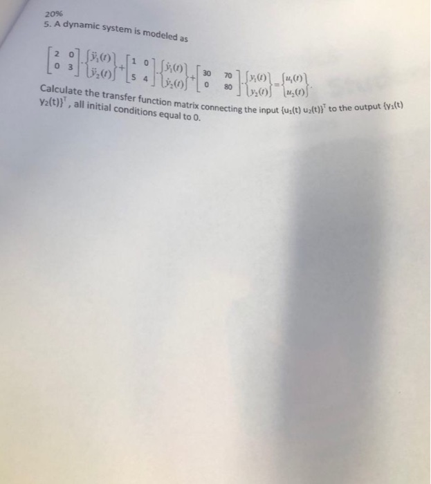 Solved 20% 5. A dynamic system is modeled a Calculate the | Chegg.com