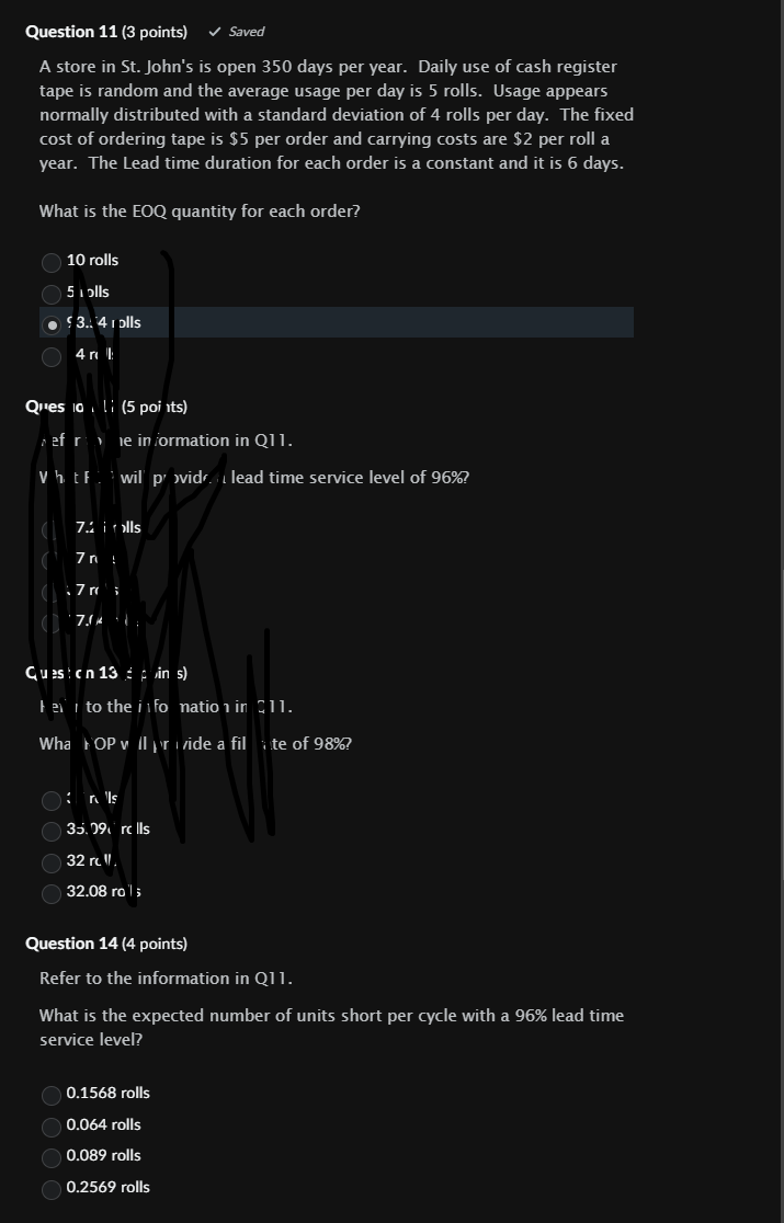 Solved Question 11 (3 points) Saved A store in St. John's | Chegg.com