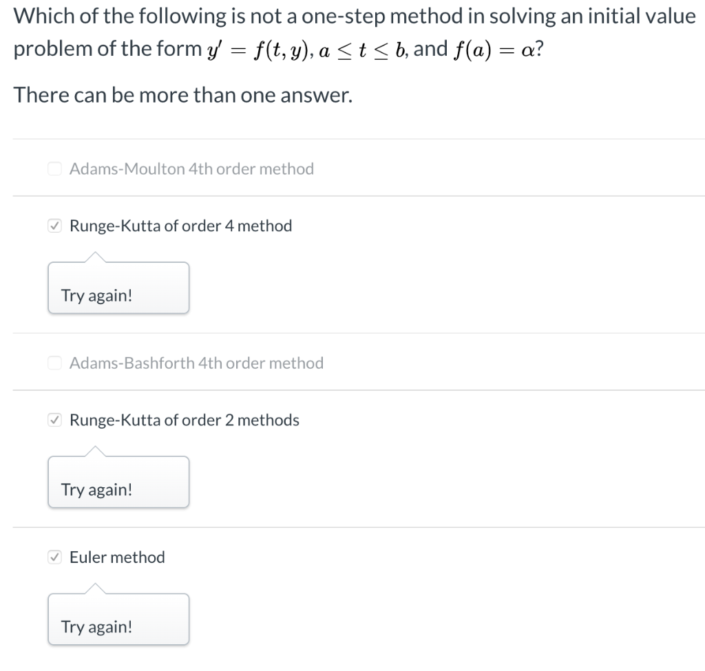 Solved Which of the following is not a one-step method in | Chegg.com