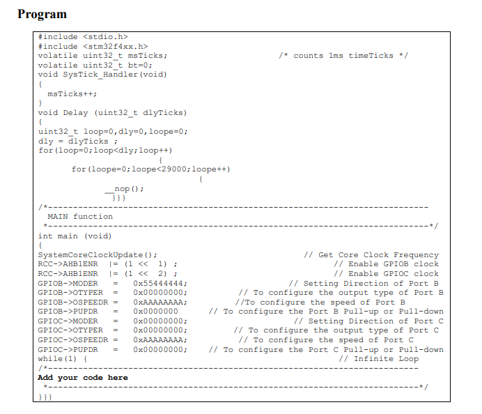 Complete the C code given below and make | Chegg.com