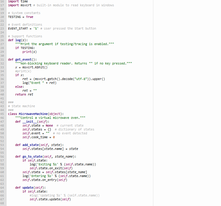 Solved State machines The file microwave.py defines a simple | Chegg.com