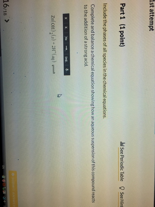 Solved st attempt Part 1 (1 point) See Periodic Table QSee | Chegg.com