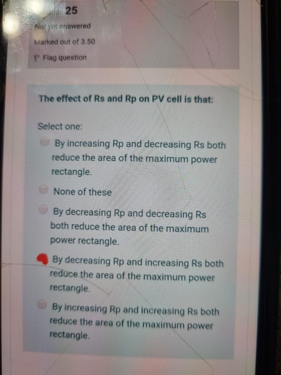 Solved The effect of Rs and Rp on PV cell is that: Select | Chegg.com