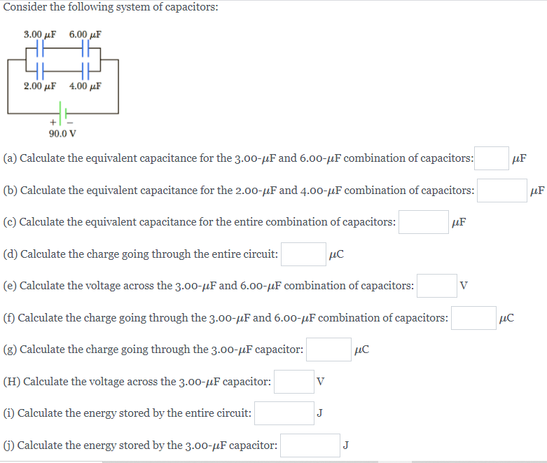 Solved Consider the following system of capacitors: 3.00 uF | Chegg.com