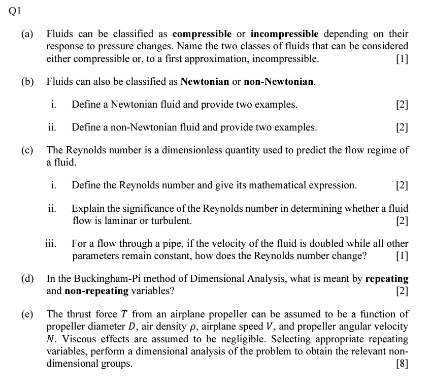 Solved Q1 (a) (b) (c) (d) (e) ﻿Fluids can be classified as | Chegg.com