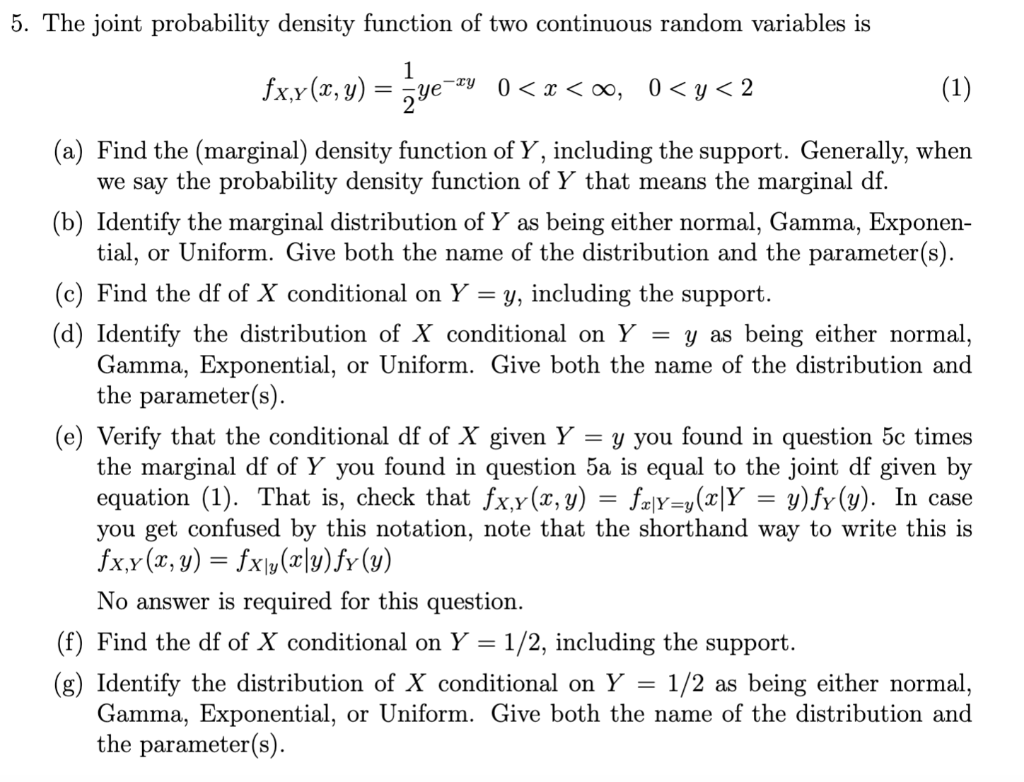 Solved 5. The joint probability density function of two | Chegg.com