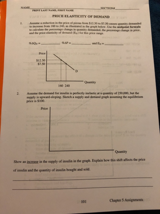 Solved SECTION# PRINT LAST NAME, FIRST NAME PRICE ELASTICITY | Chegg.com