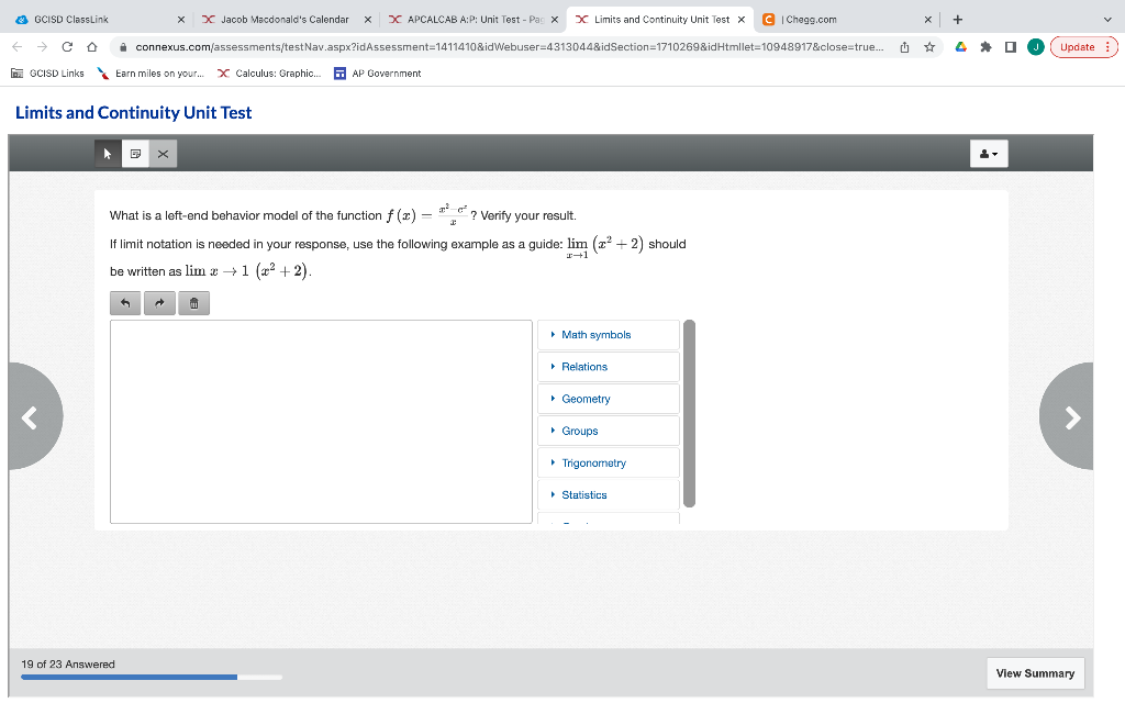 Solved What is a left-end behavior model of the function | Chegg.com