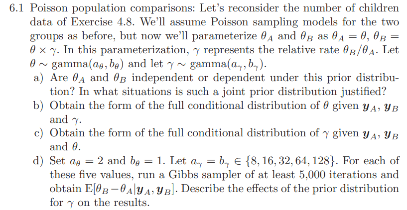 6.1 Poisson population comparisons: Let's reconsider | Chegg.com