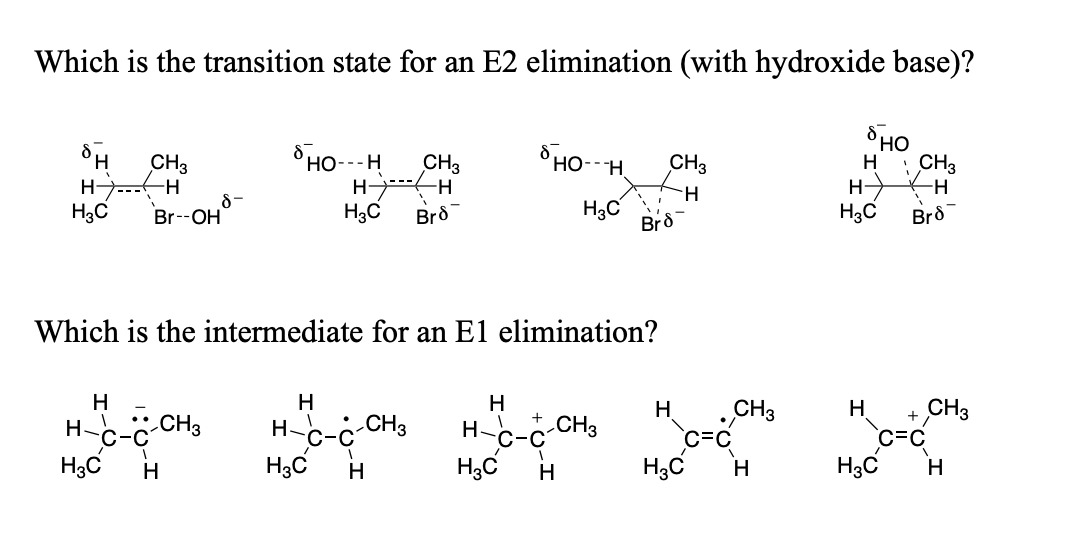 Solved Which is the transition state for an E2 elimination | Chegg.com