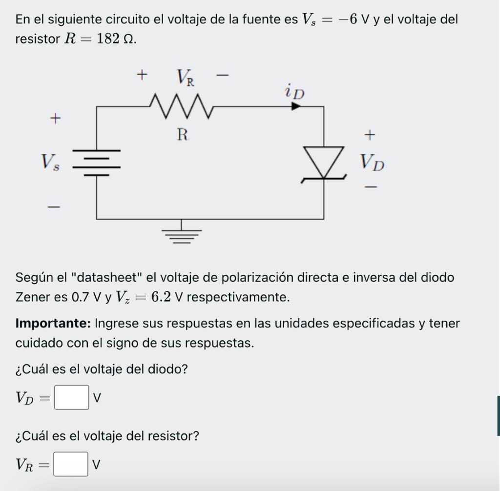 Solved En el circuito anterior el voltaje de la | Chegg.com