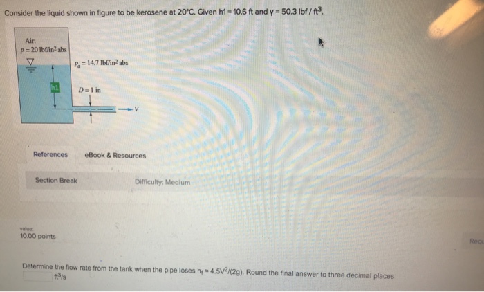 Solved Consider the liquid shown in figure to be kerosene at | Chegg.com