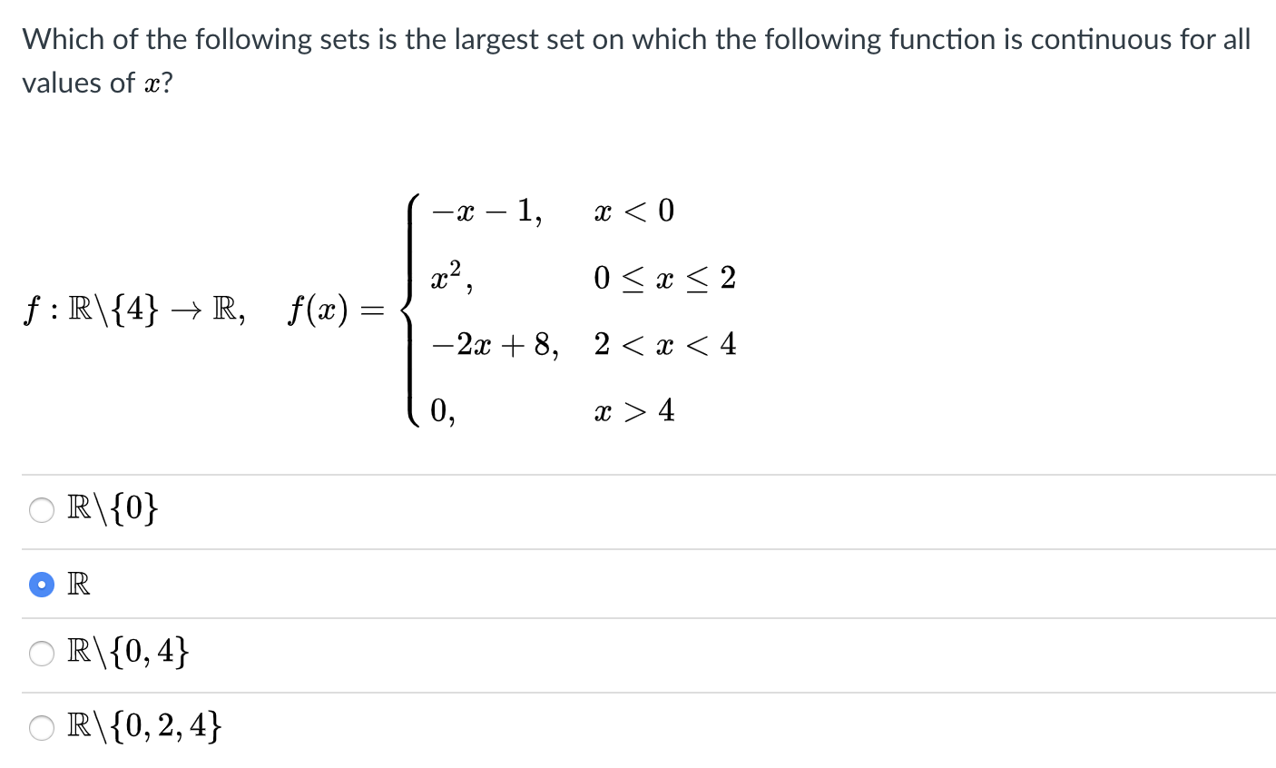 Solved Which of the following sets is the largest set on | Chegg.com