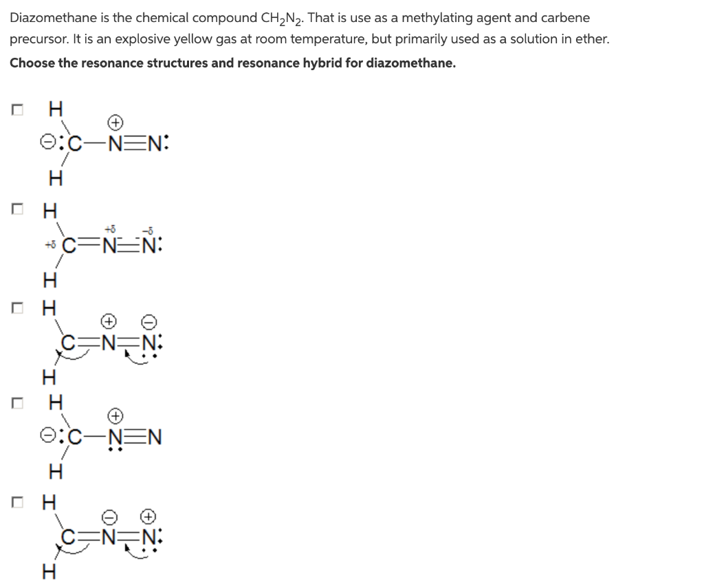Solved Diazomethane is the chemical compound CH2N2. That is | Chegg.com