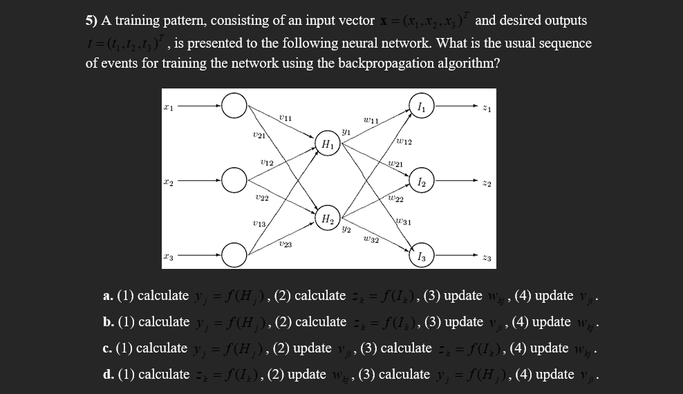 Solved 5) A training pattern, consisting of an input vector | Chegg.com
