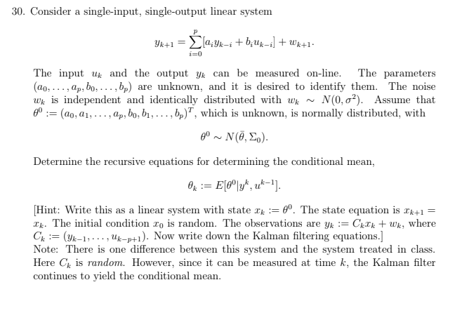 30 Consider A Single Input Single Output Linear 