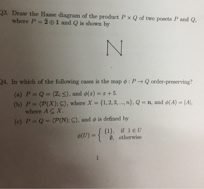 3. Draw the Hasse diagram of the product P x Q of two | Chegg.com