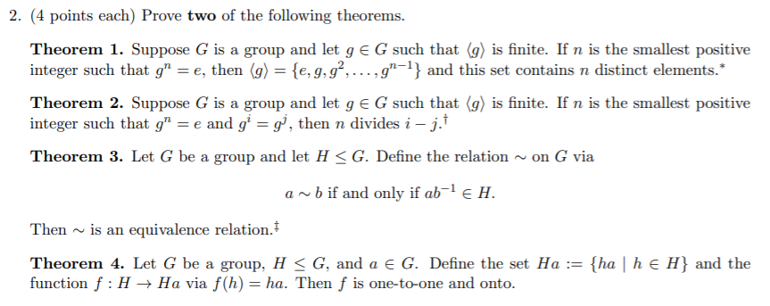 Solved 2. (4 points each) Prove two of the following | Chegg.com