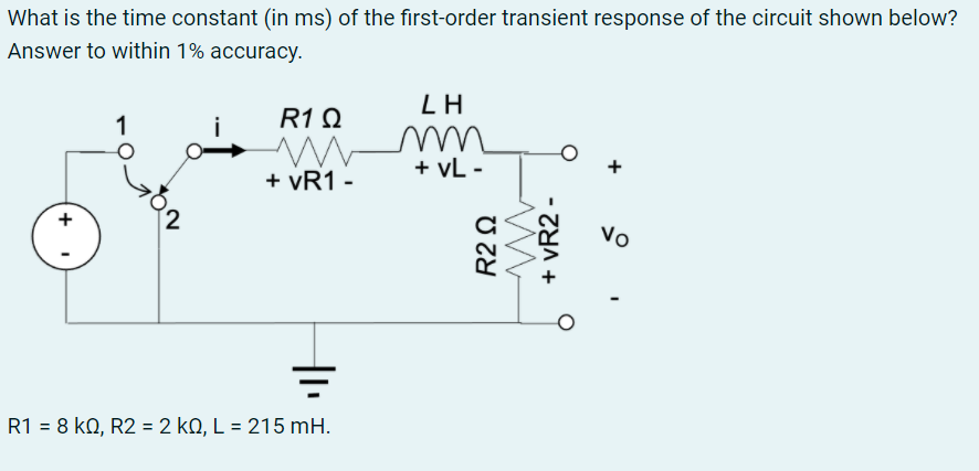 Solved What is the time constant (in ms) of the first-order | Chegg.com