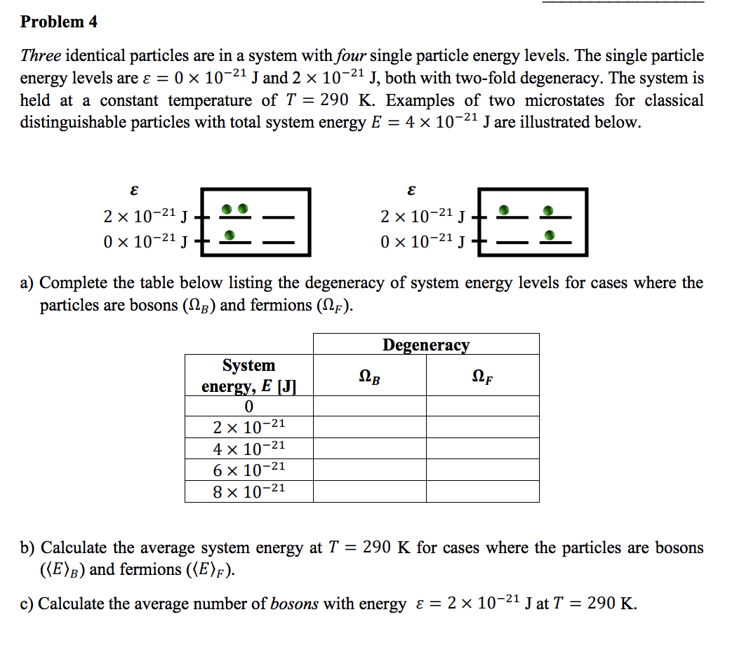 Problem 4 Three identical particles are in a system | Chegg.com