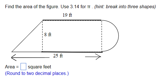 Solved Find the area of the figure. Use 3.14 ﻿for π. (hint: | Chegg.com