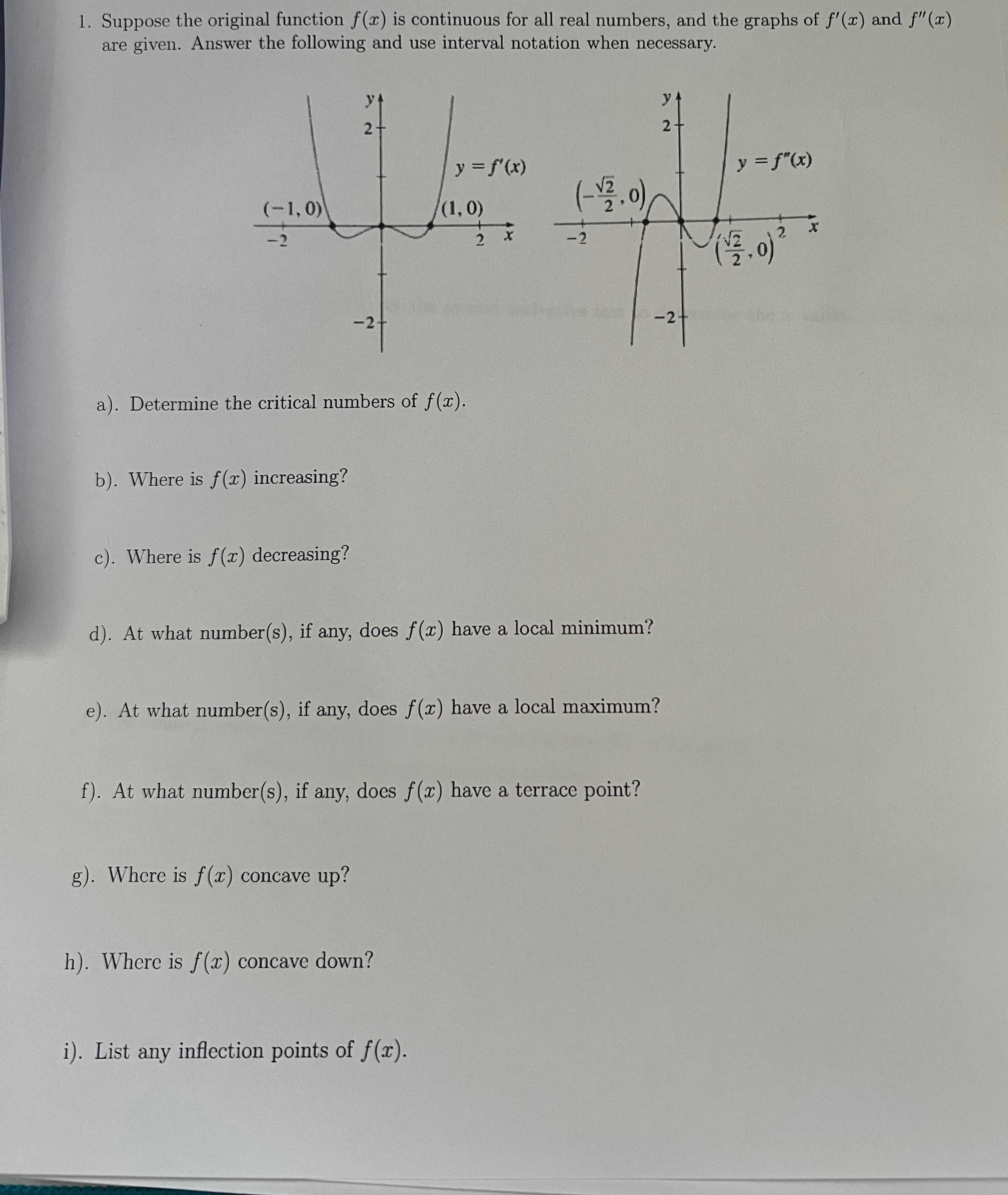 Solved 1. Suppose the original function f(x) is continuous | Chegg.com
